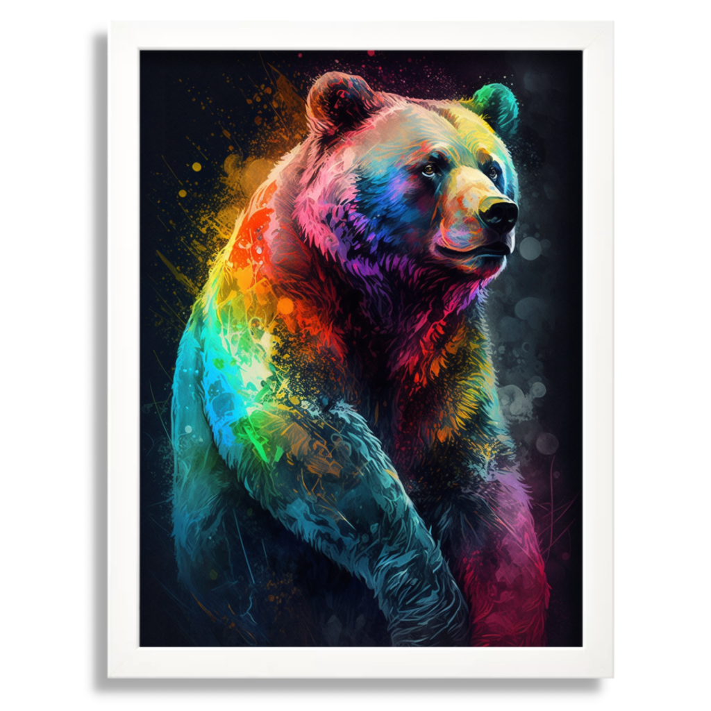 Rainbow Coloured Bear Artwork - Drawify
