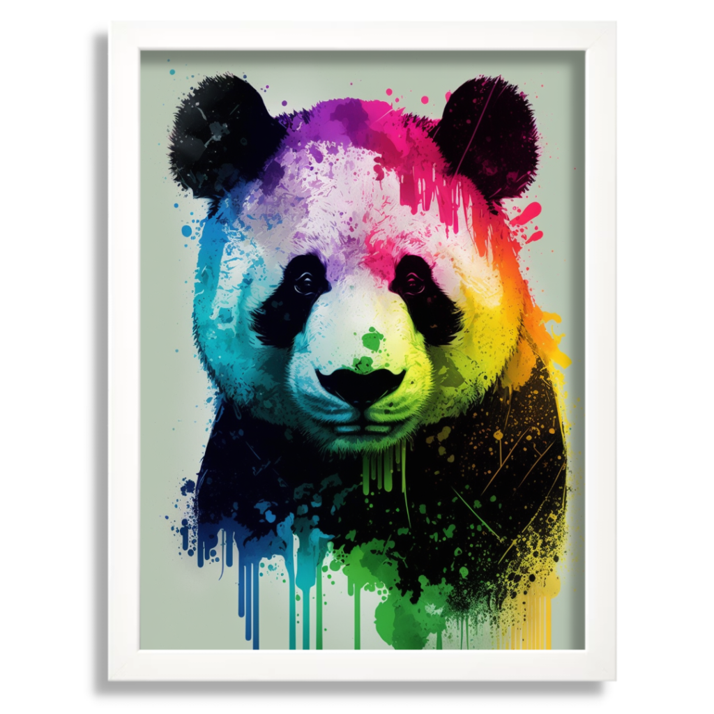 Rainbow Coloured Panda Artwork - Drawify