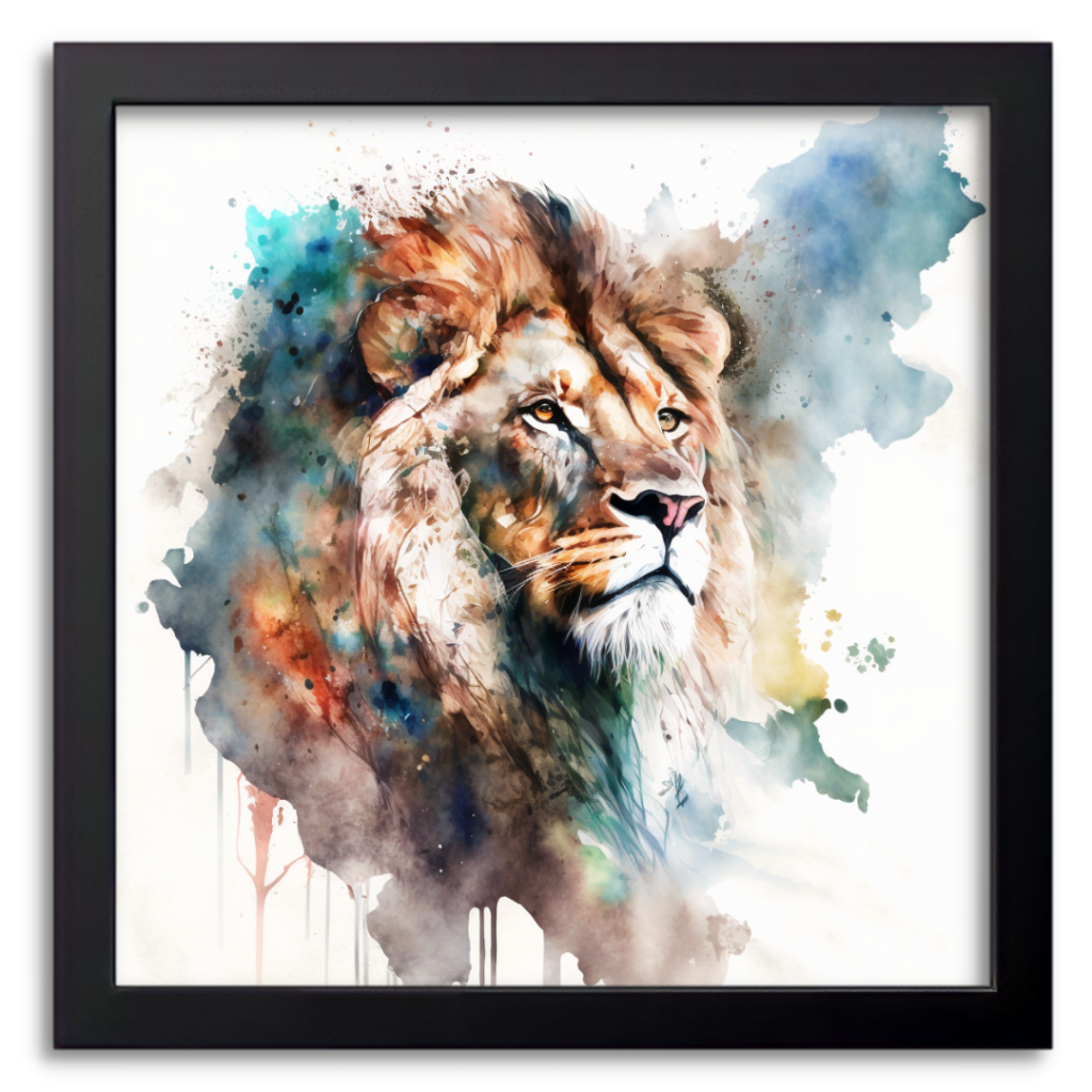 Watercolour Lion Artwork - Drawify
