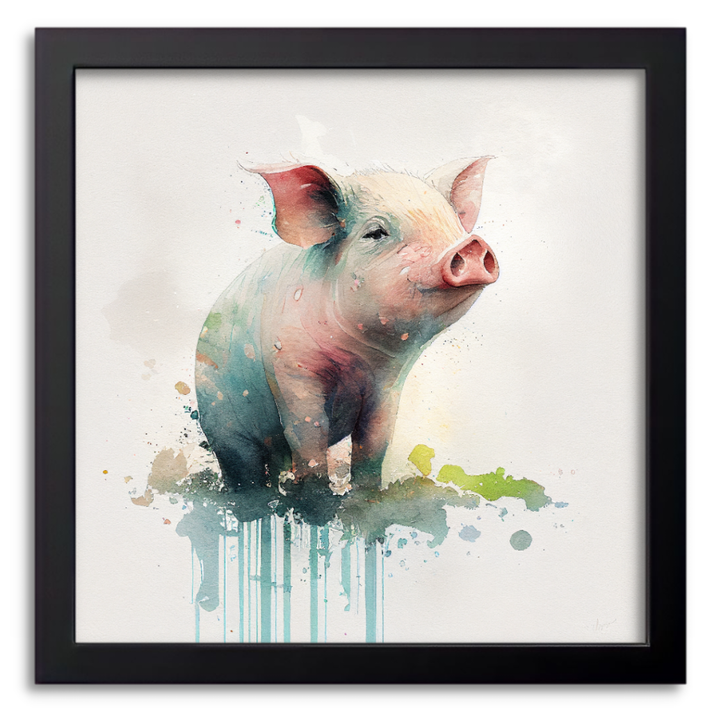 Watercolour Pig Artwork - Drawify
